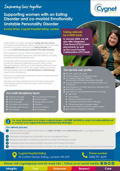 Sunrise Ward – Eating Disorders Unit - Cygnet Hospital Ealing